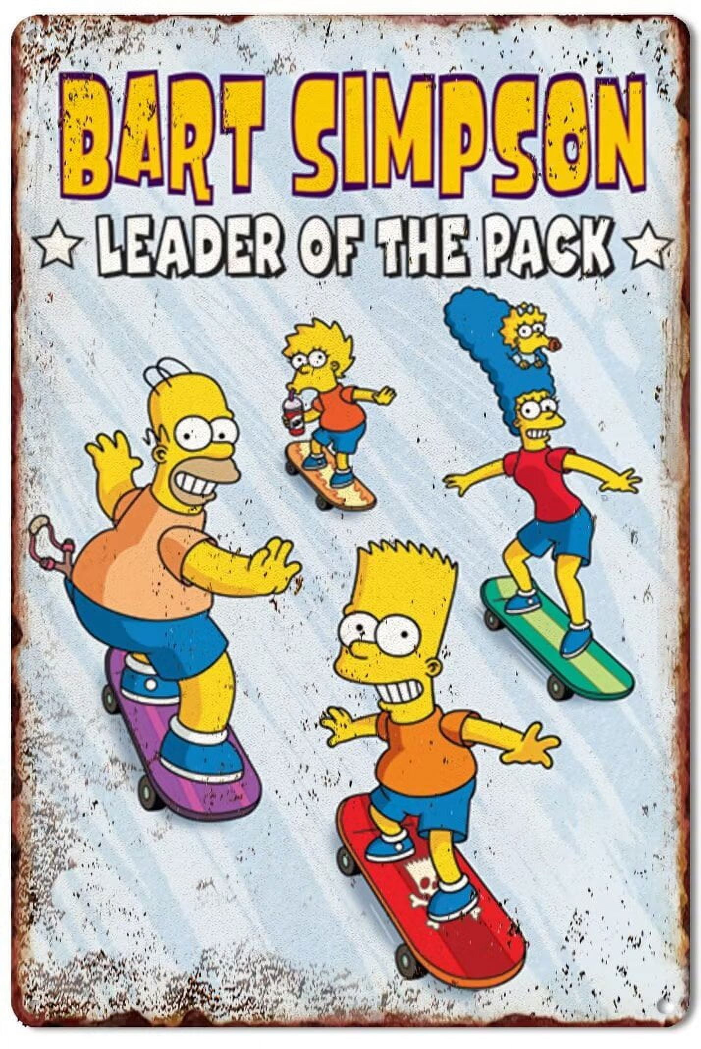 The Simpsons Skateboard Metal Sign Bart Simpson Leader Of The Pack ...