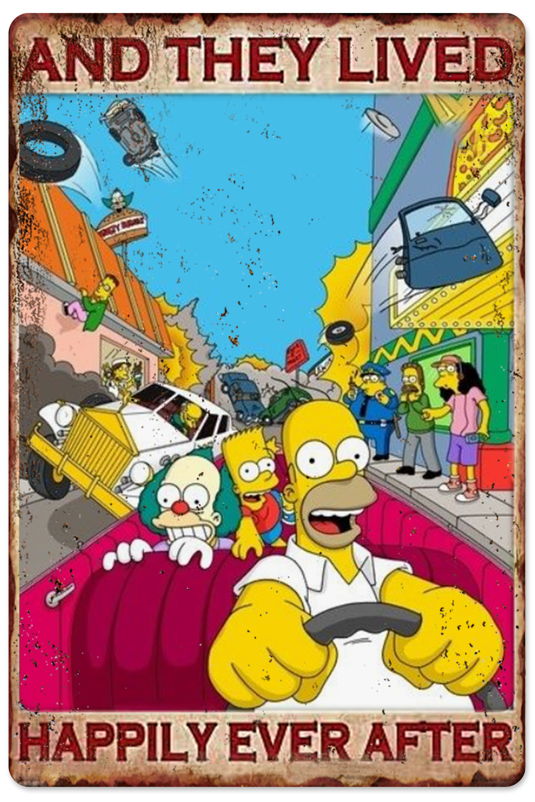 The Simpsons Tin Sign And They Lived Happily Ever After Metal Poster ...