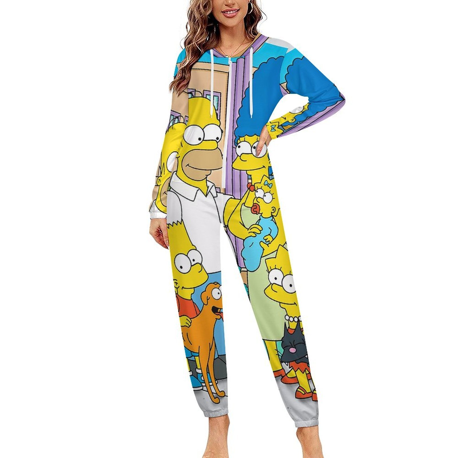 The Simpsons Women Men Pajamas Zipper Onesie Jumpsuit Hooded One Piece ...