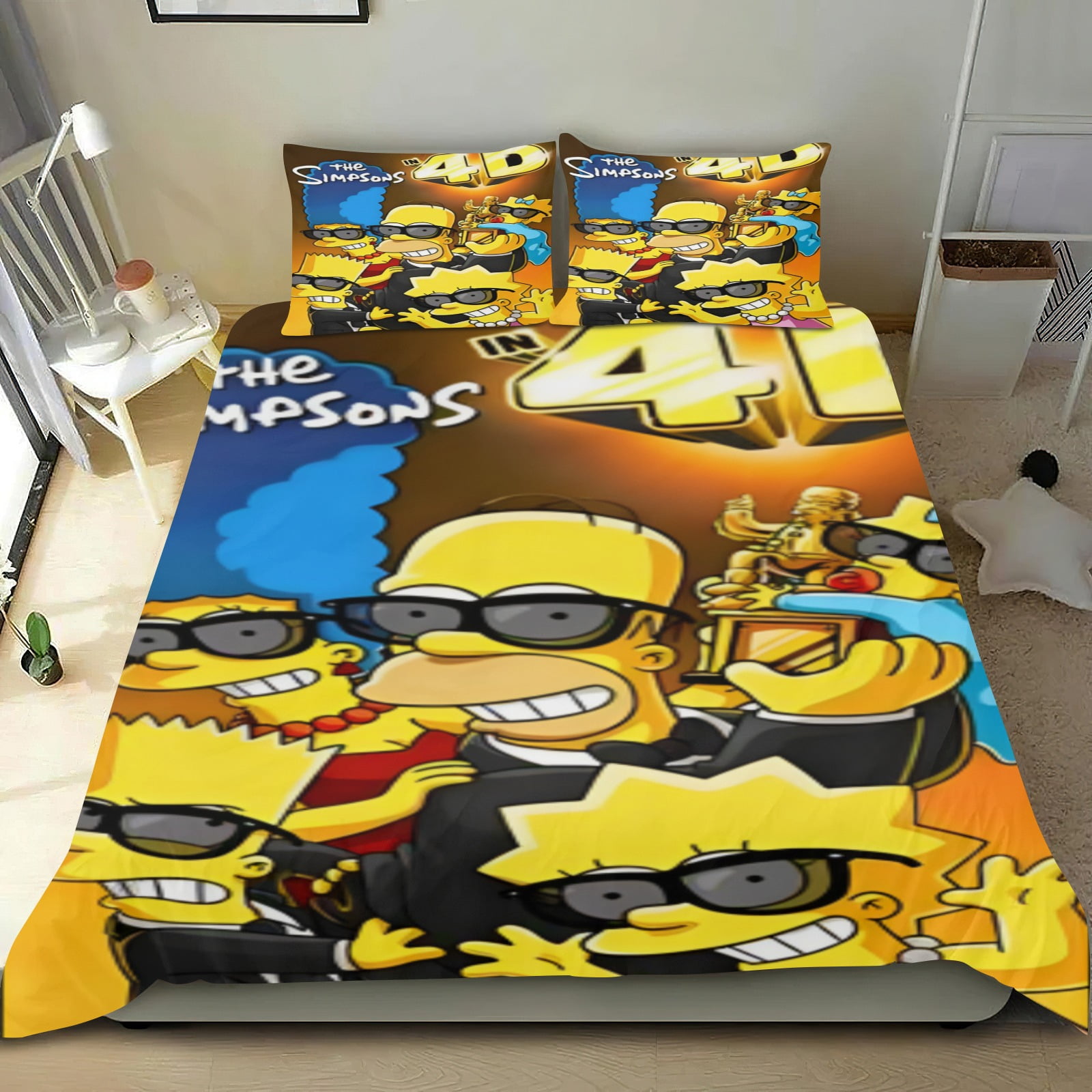 The Simpsons thin bedding set has One duvet cover and two pillowcases ...