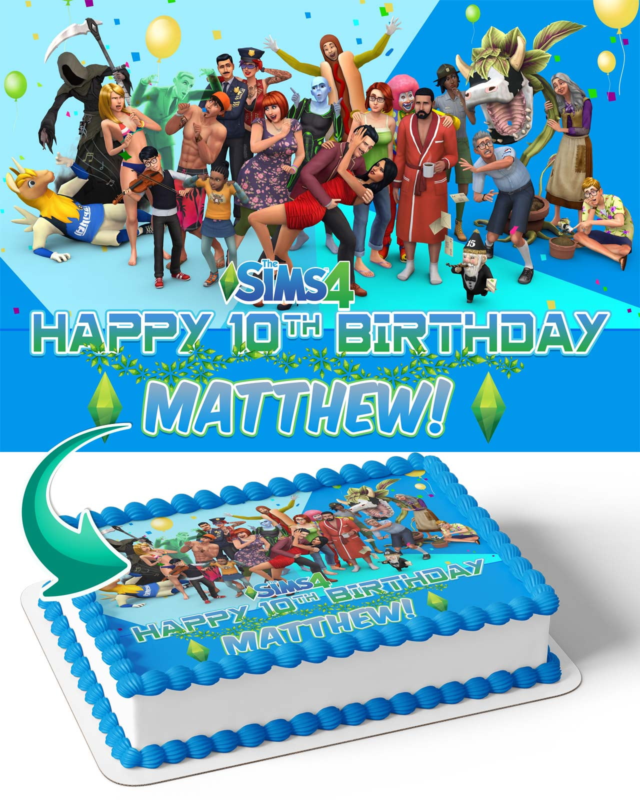 The Sims 4 Edible Image Cake Topper Personalized Birthday Sheet Decal 1 ...