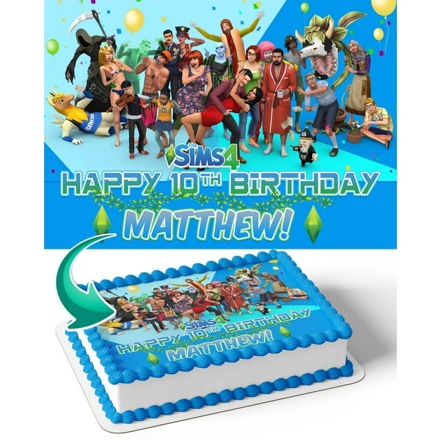 The Sims 4 Edible Image Cake Topper Personalized Birthday Sheet Decal 1 ...