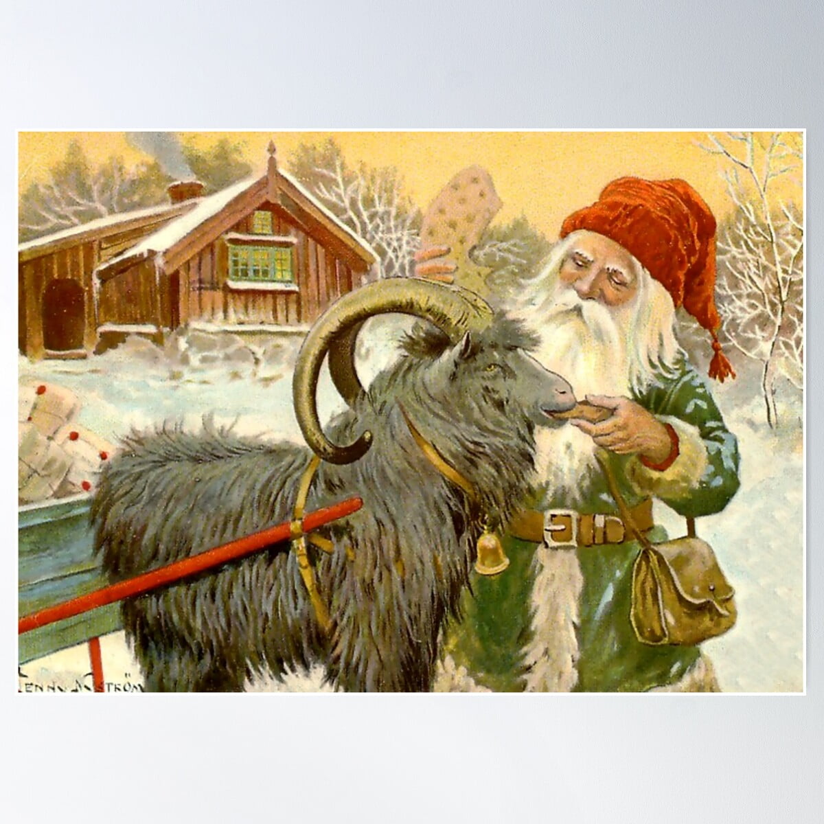 “The Sled Goat” By Jenny Nystrom Poster Wall Art, Modern Wall Decor For ...