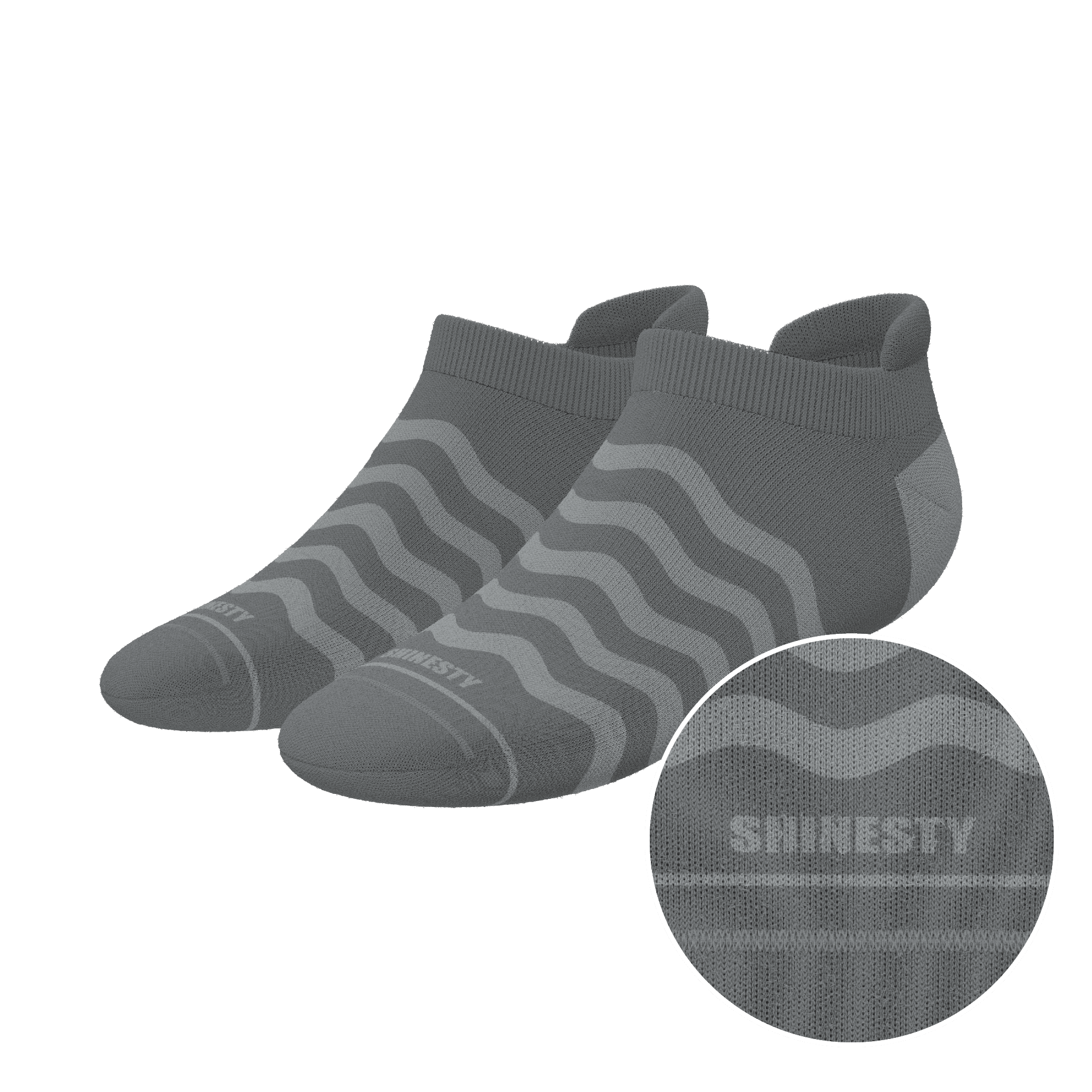 The Sleek - Shinesty Gray Waves Heel Hammock Ankle Socks Large ...