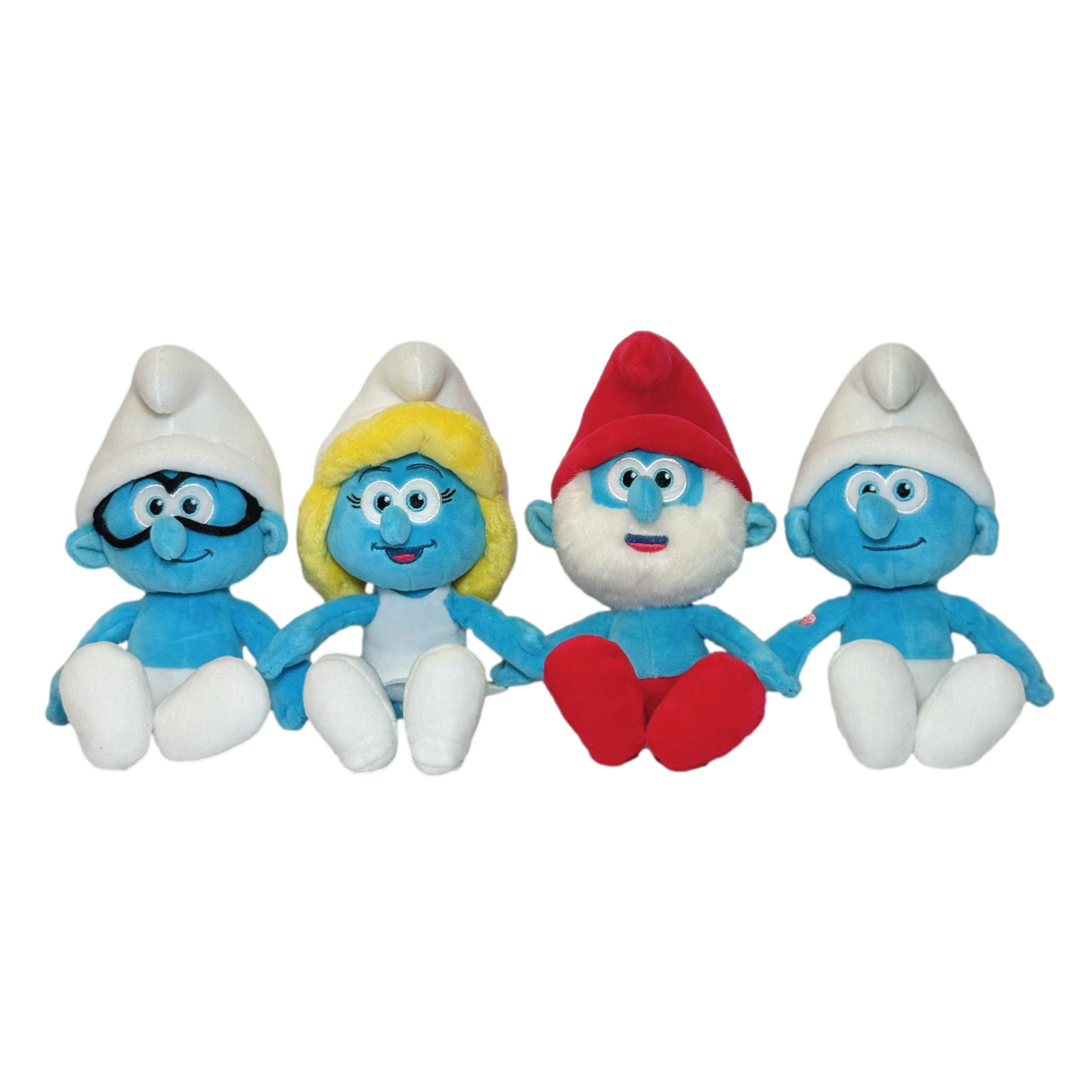 The Smurfs 7 inch Plush Set of 4 with Papa Smurf, Smurfette, Brainy and ...