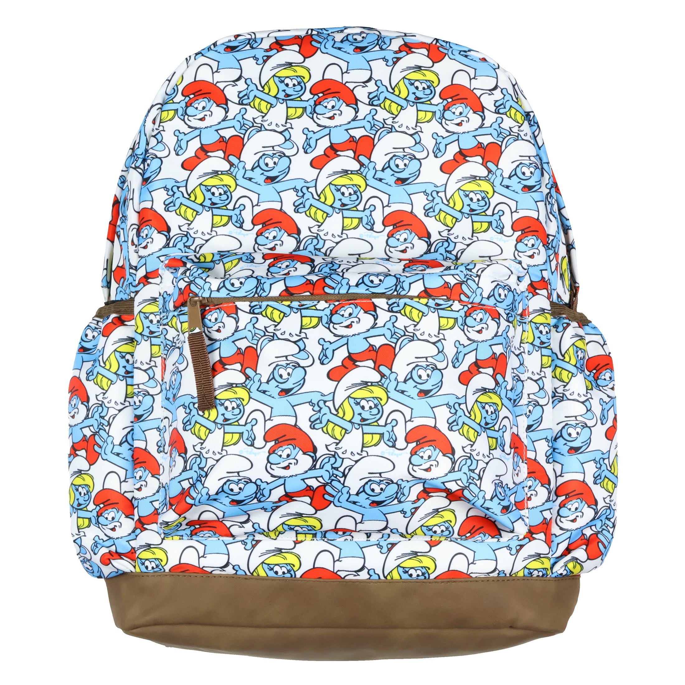 The Smurfs Backpack Smurfette Papa and Brainy Smurf Allover Collage ...