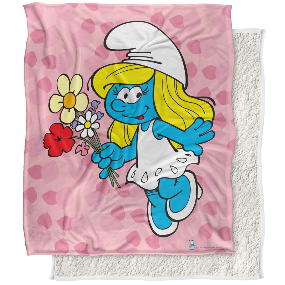 The Smurfs Blanket, 50'x60' Smurfette Silky Touch Sherpa Back Super ...