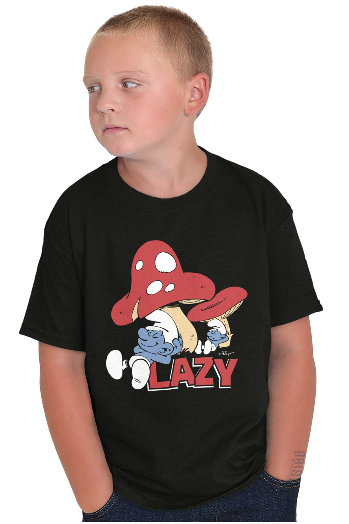 The Smurfs Cartoon Lazy Mushroom Nap Crewneck T Shirts Boy Girl Teen ...