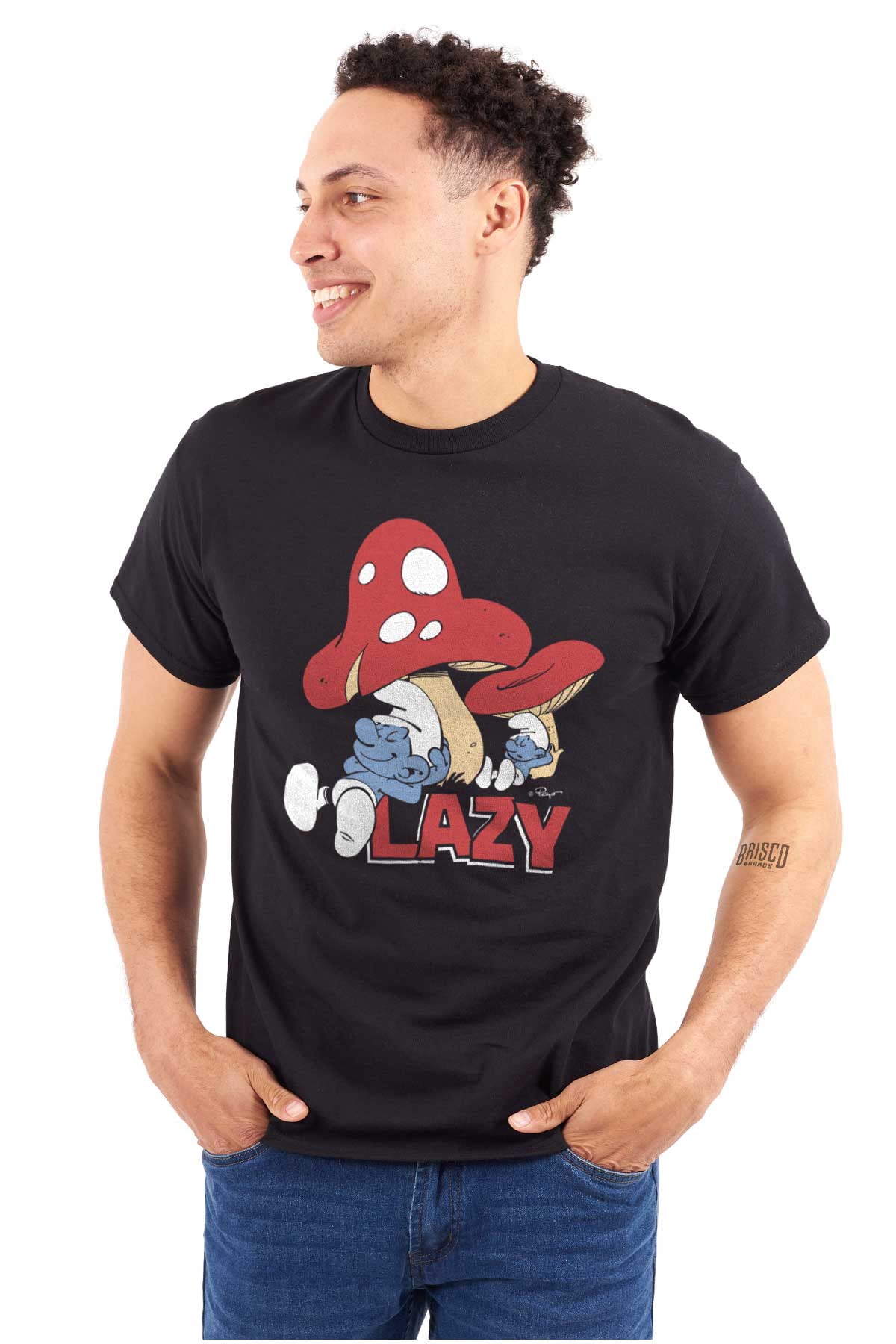 The Smurfs Cartoon Lazy Mushroom Nap Men's Graphic T Shirt Tees Brisco ...