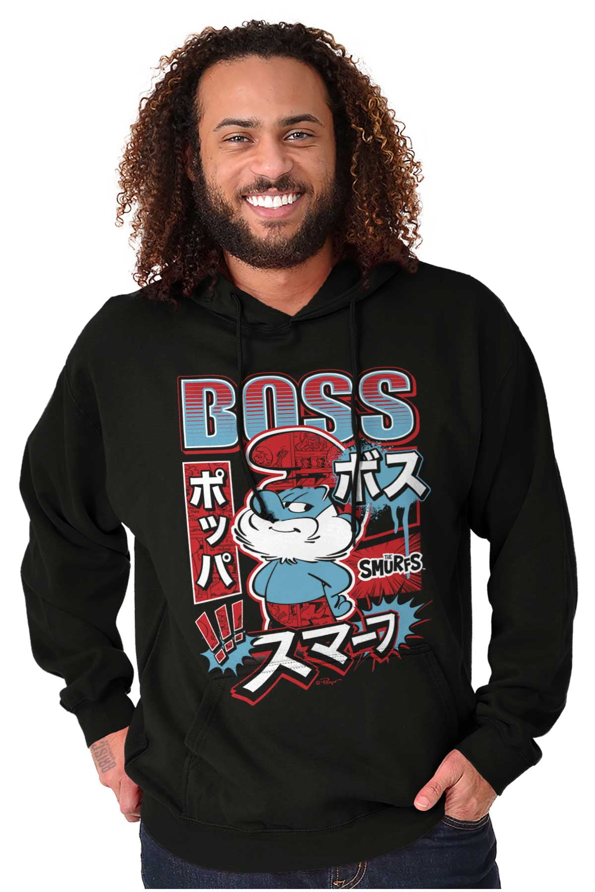 The Smurfs Cool Kanji Boss Papa Hoodie Hooded Sweatshirt Men Brisco ...
