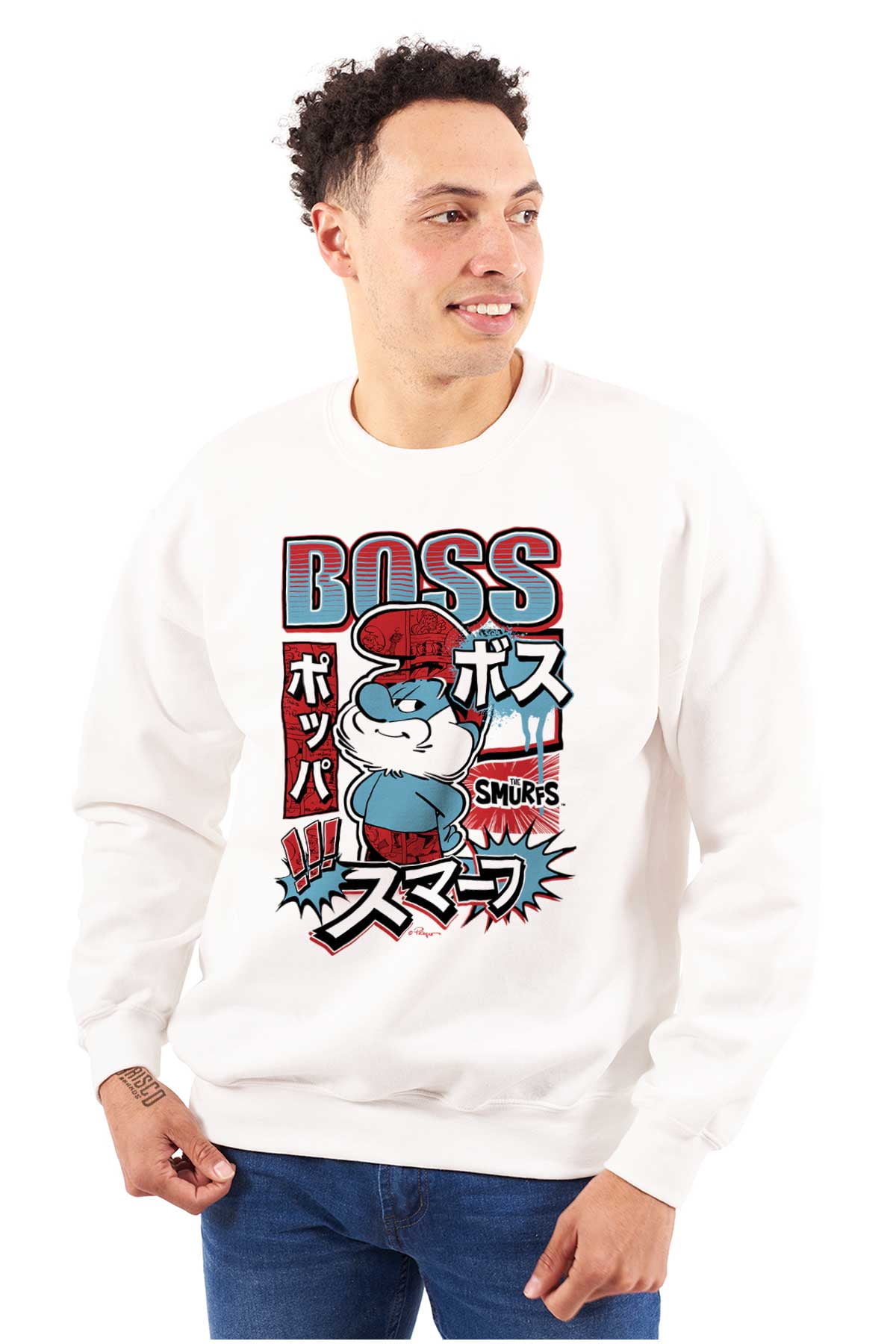The Smurfs Cool Kanji Boss Papa Men Big & Tall Sweatshirt Brisco Brands ...