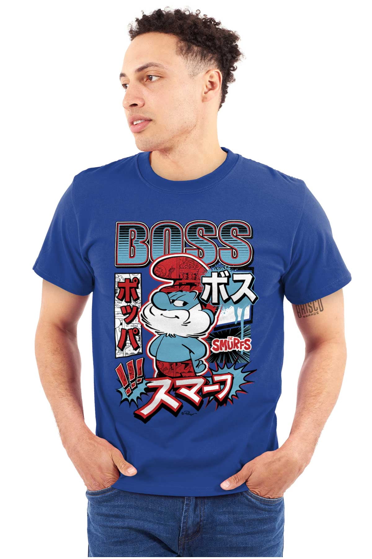 The Smurfs Cool Kanji Boss Papa Men's Graphic T Shirt Tees Brisco ...