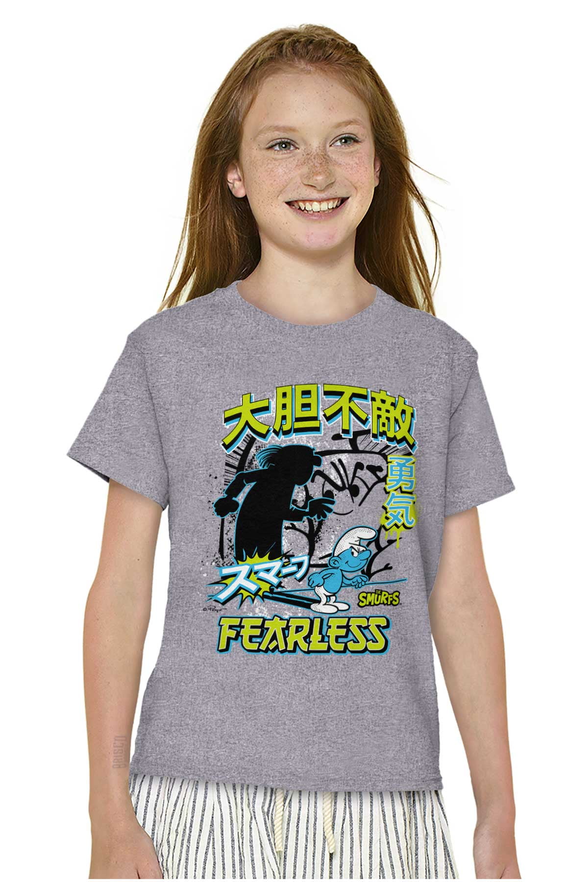 The Smurfs Cool Kanji Fearless Crewneck T Shirts Boy Girl Teen Brisco Brands S - Walmart.com