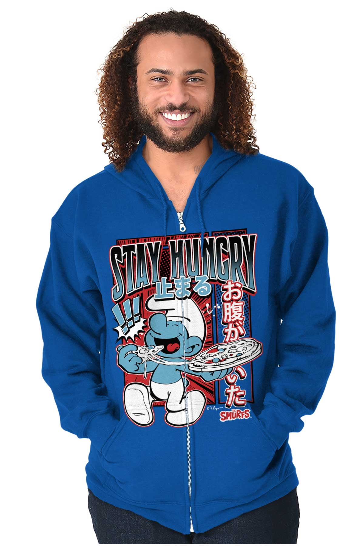 The Smurfs Cool Kanji Stay Hungry Unisex Plus Size Zip Hoodie Brisco ...