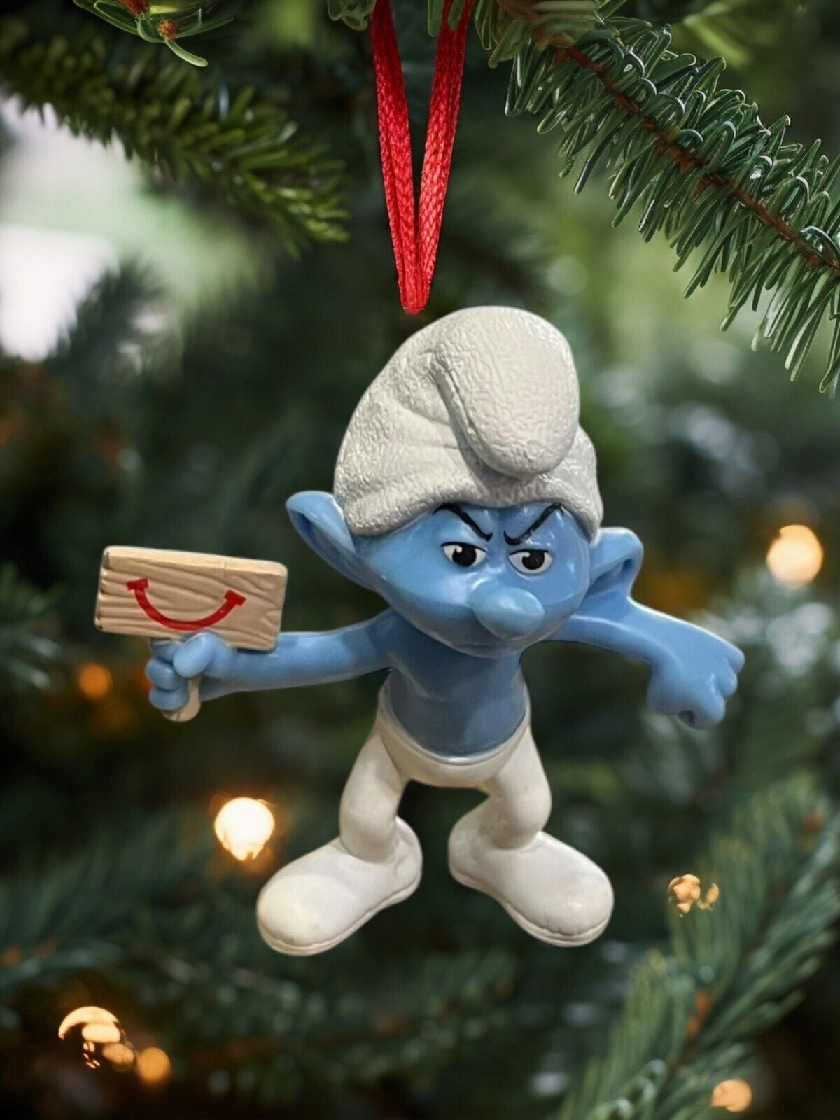 The Smurfs GROUCHY 3" PVC Figure Ornament Figurine Holiday Charm Gift ...
