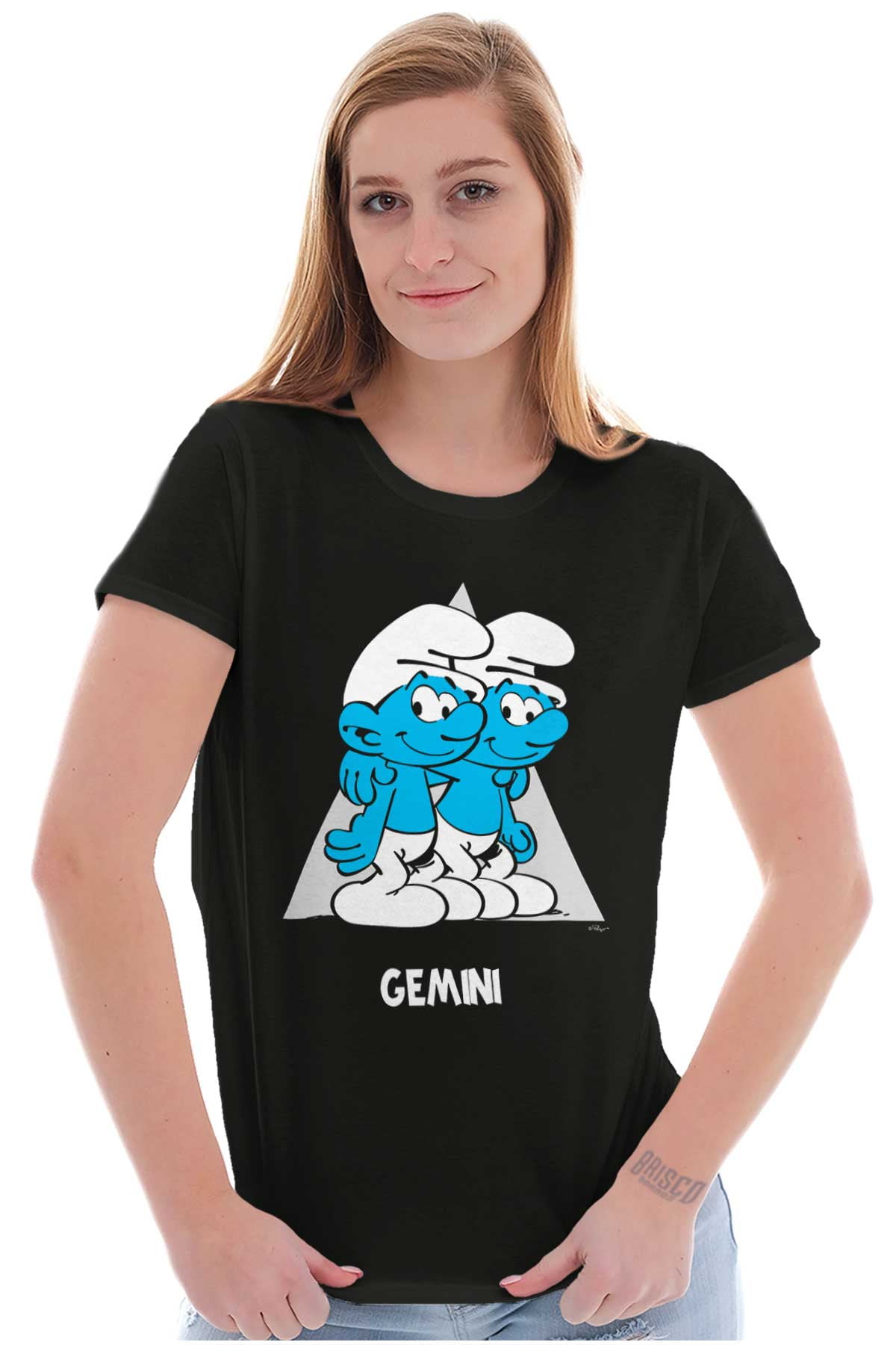The Smurfs Gemini Twins Zodiac Sign Women's T Shirt Ladies Tee Brisco ...