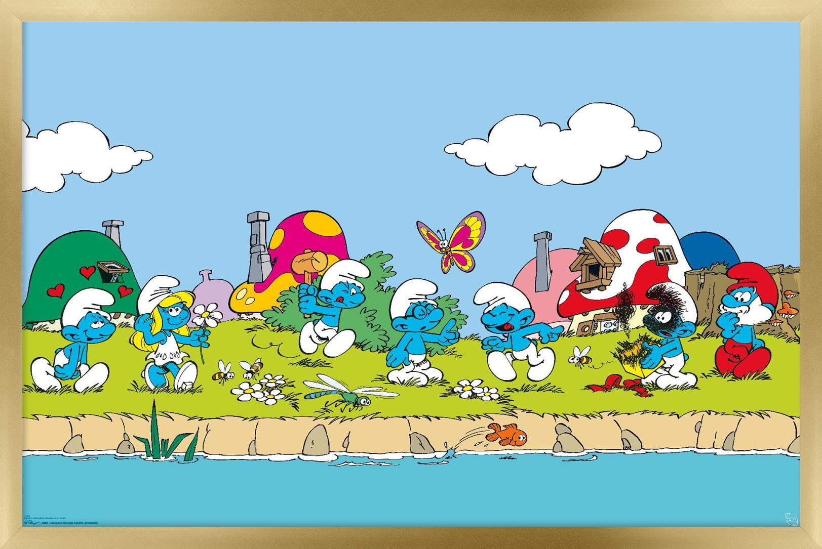 The Smurfs - Group Wall Poster, 22.375" x 34" Framed - Walmart.com