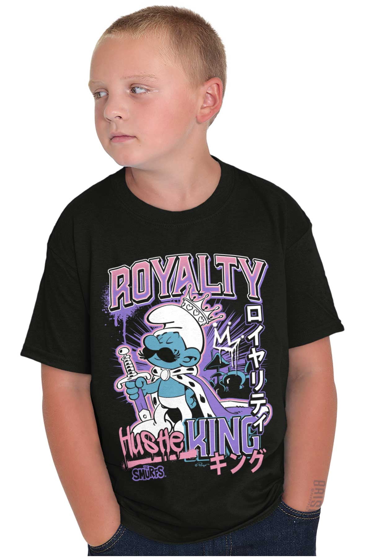 The Smurfs Kanji Hustle King Royalty Boys Kids T Shirt Tees Tops Teen ...