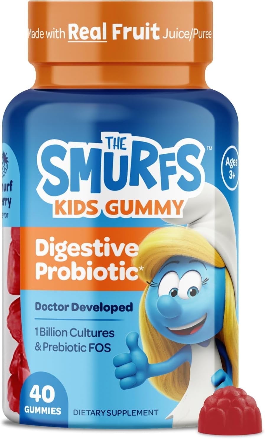 Smurfs Probiotic Gummies for Kids | Digestive & Immune Support | 40 Ct ...