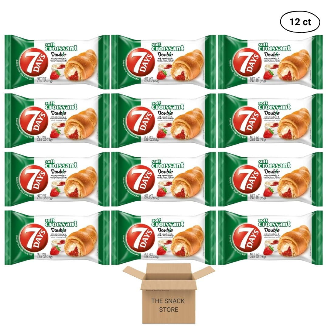 The Snack Store Bundle 7Days Soft Croissant Strawberry & Vanilla, 2.65 Ounce, 2 Boxes of 6 Count ...