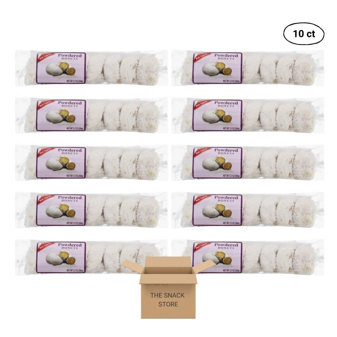 The Snack Store Bundle Bon Appetit Powdered Donuts, Pack of 10 (3.5 oz ...