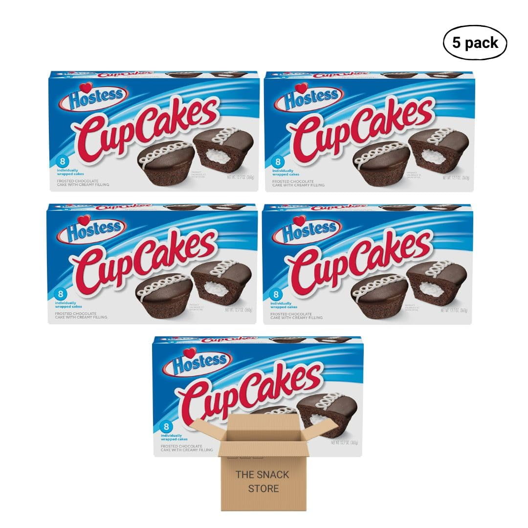 The Snack Store Bundle Hostess Chocolate Cupcakes, 12.7 oz, 5 Boxes of ...