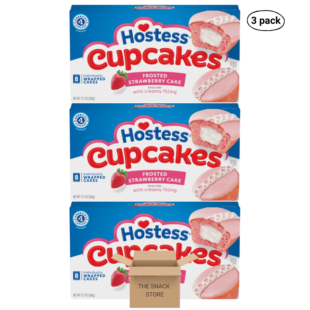 The Snack Store Bundle Hostess Cupcakes Frosted Strawberry Cake, 12.7 ...