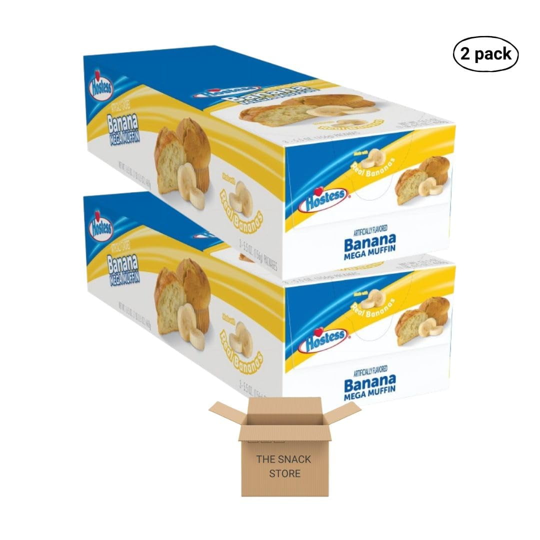 The Snack Store Bundle Hostess Mega Muffin Banana, 5 ounce, 2 Boxes of ...