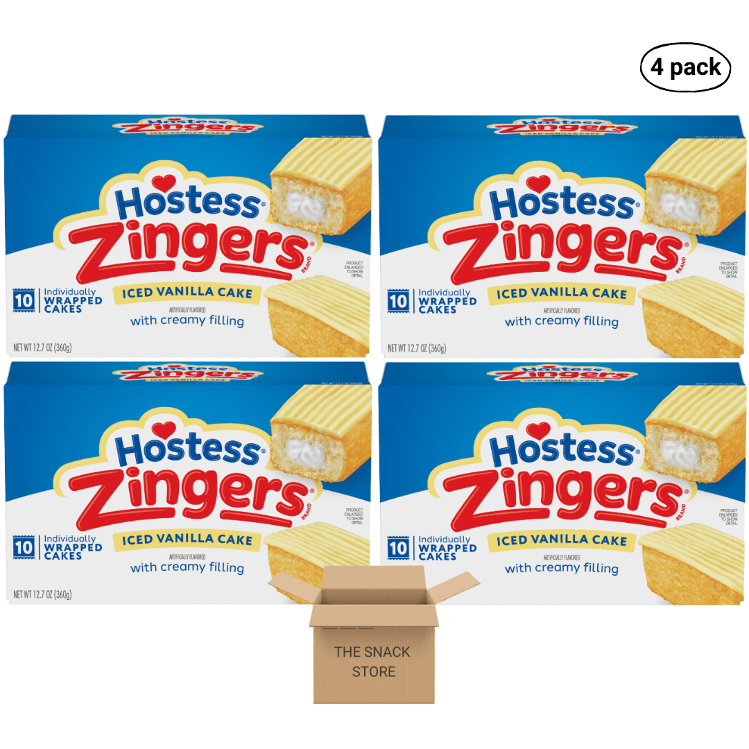 The Snack Store Bundle Hostess Zingers Iced Vanilla Cake, 12.7 oz, 4 ...