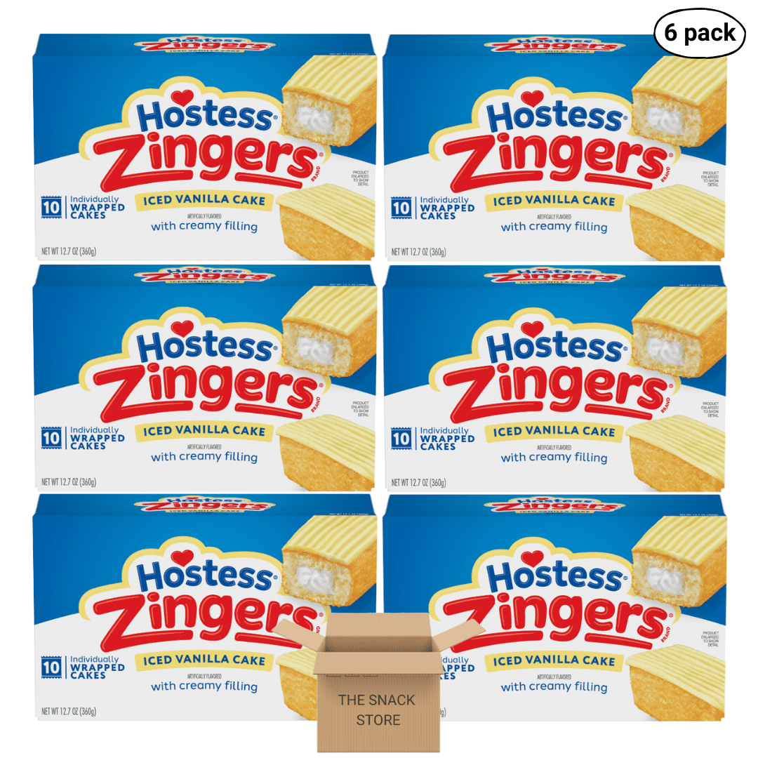 The Snack Store Bundle Hostess Zingers Iced Vanilla Cake, 12.7 oz, 6 ...