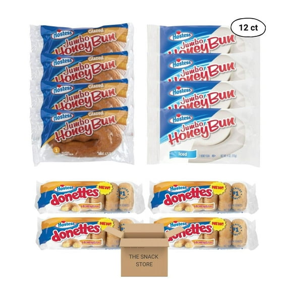 The Snack Store Variety Pack | Hostess Jumbo Honey Bun Glazed, Iced and ...