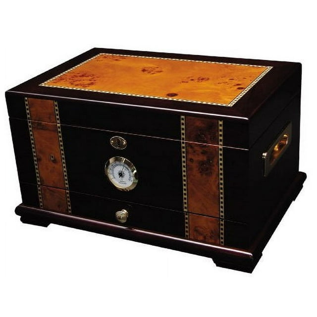 Solana Large Cigar Humidor Box with Accessories Drawer, 100 Capacity ...