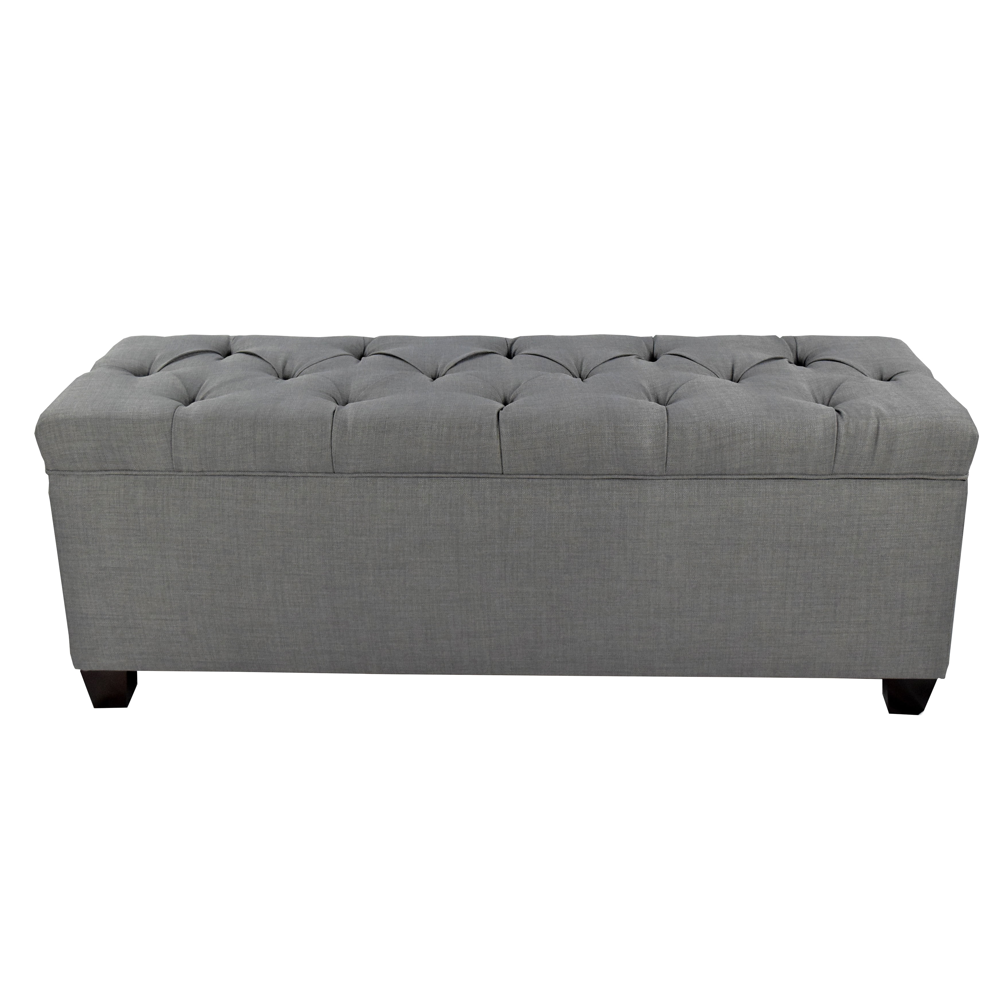 The Sole Secret Dark Grey Diamond Tufted Shoe Storage Bench Grey Large ...