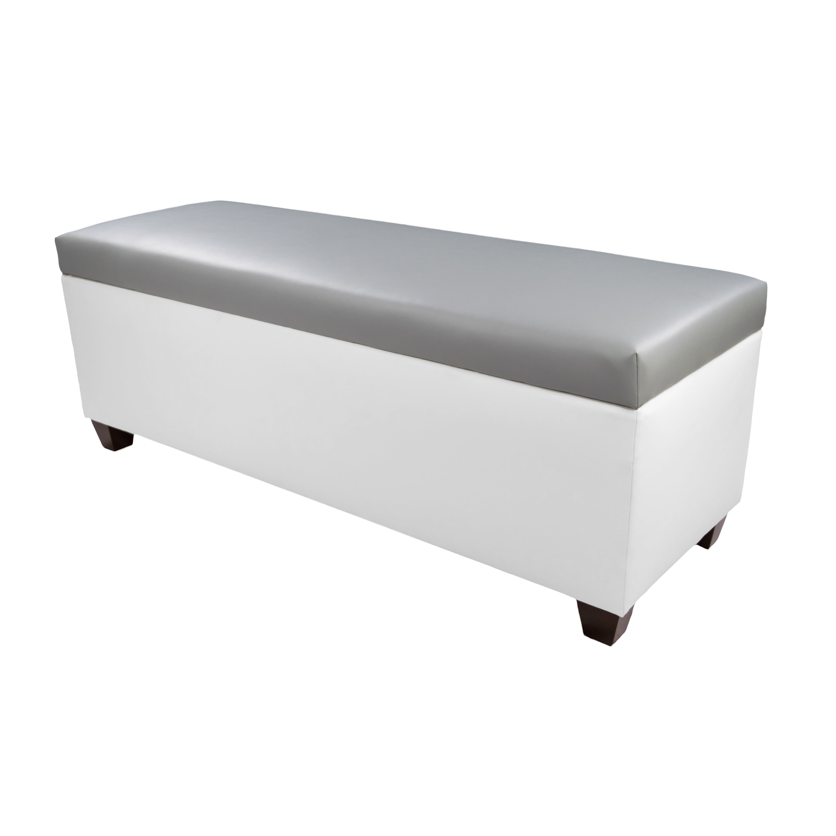 The Sole Secret Mid Century Modern White Vinyl Shoe Storage Bench Light ...