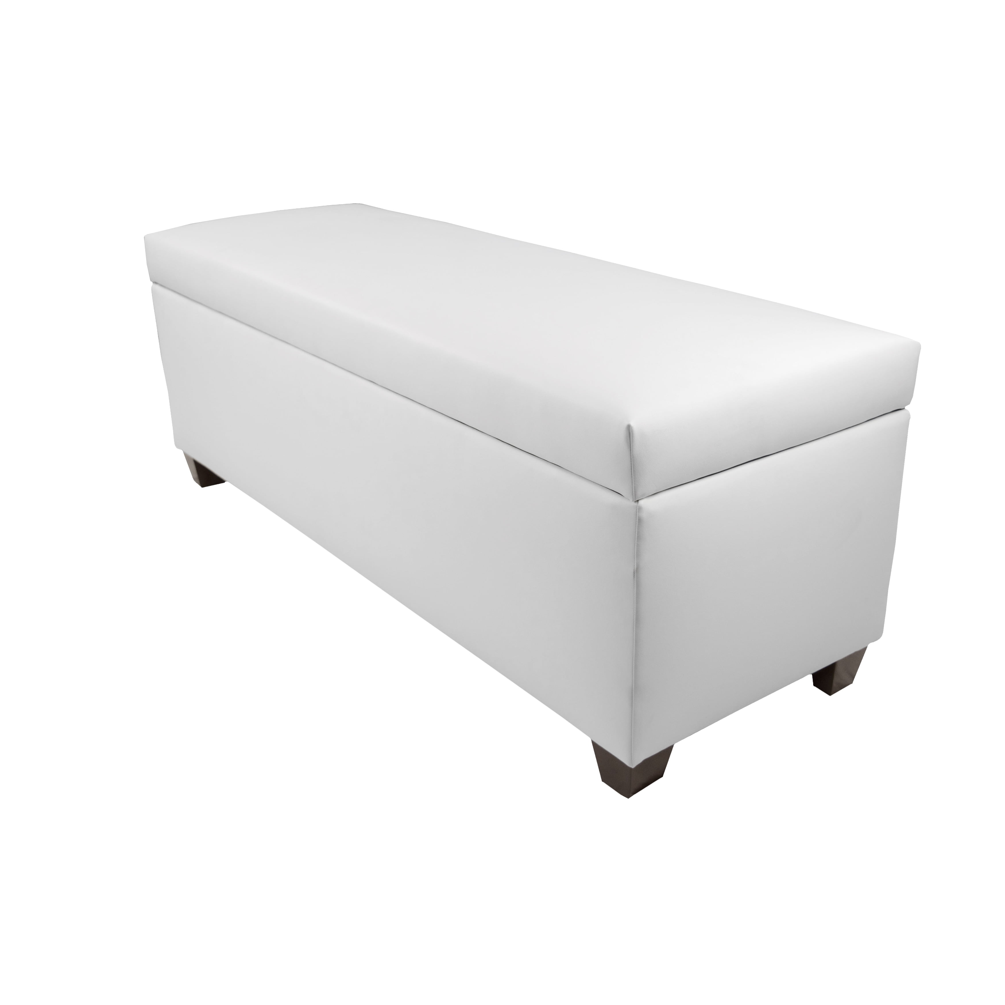 The Sole Secret Mid Century Modern White Vinyl Shoe Storage Bench White ...