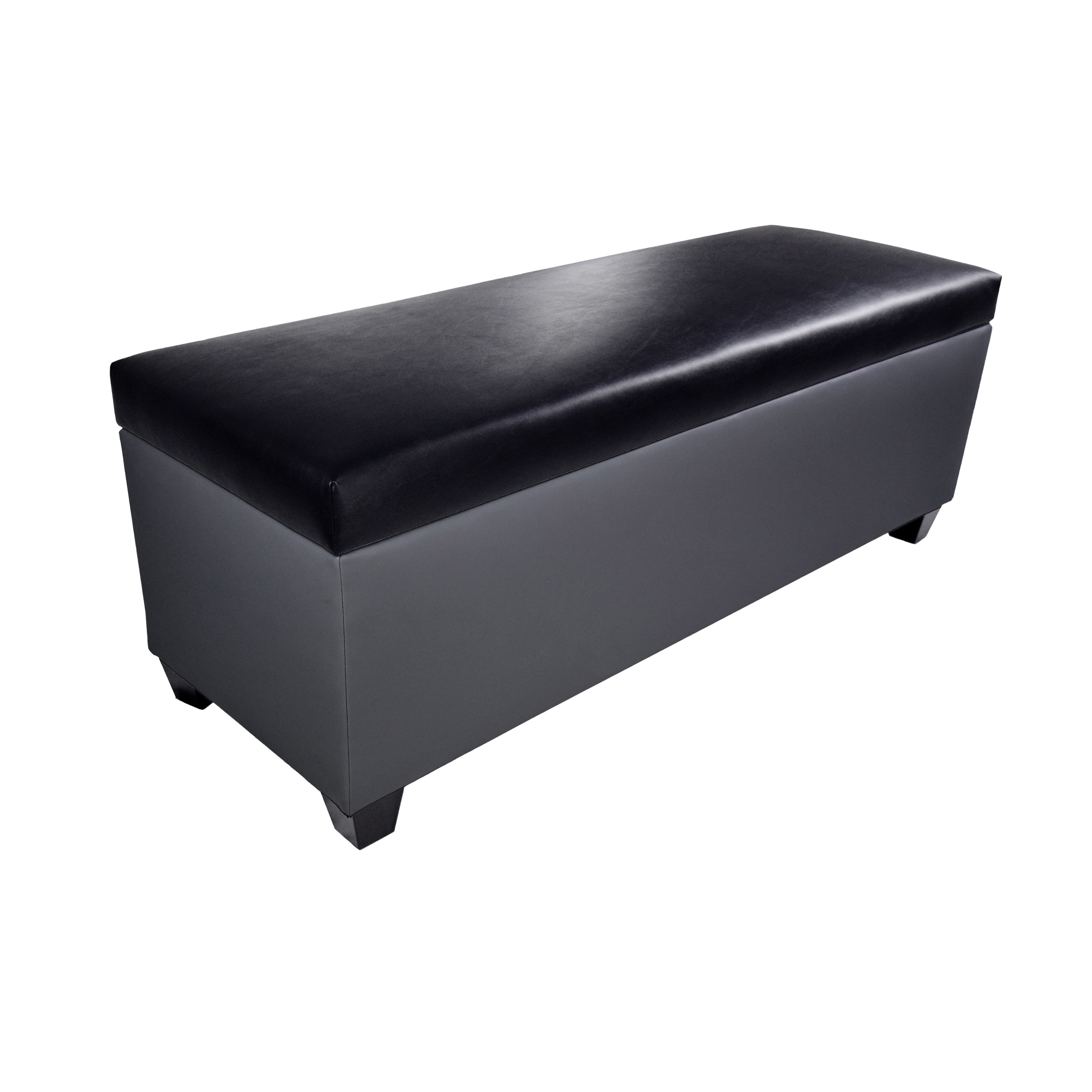 The Sole Secret Retro Dark Grey Vinyl Shoe Storage Bench Storage ...