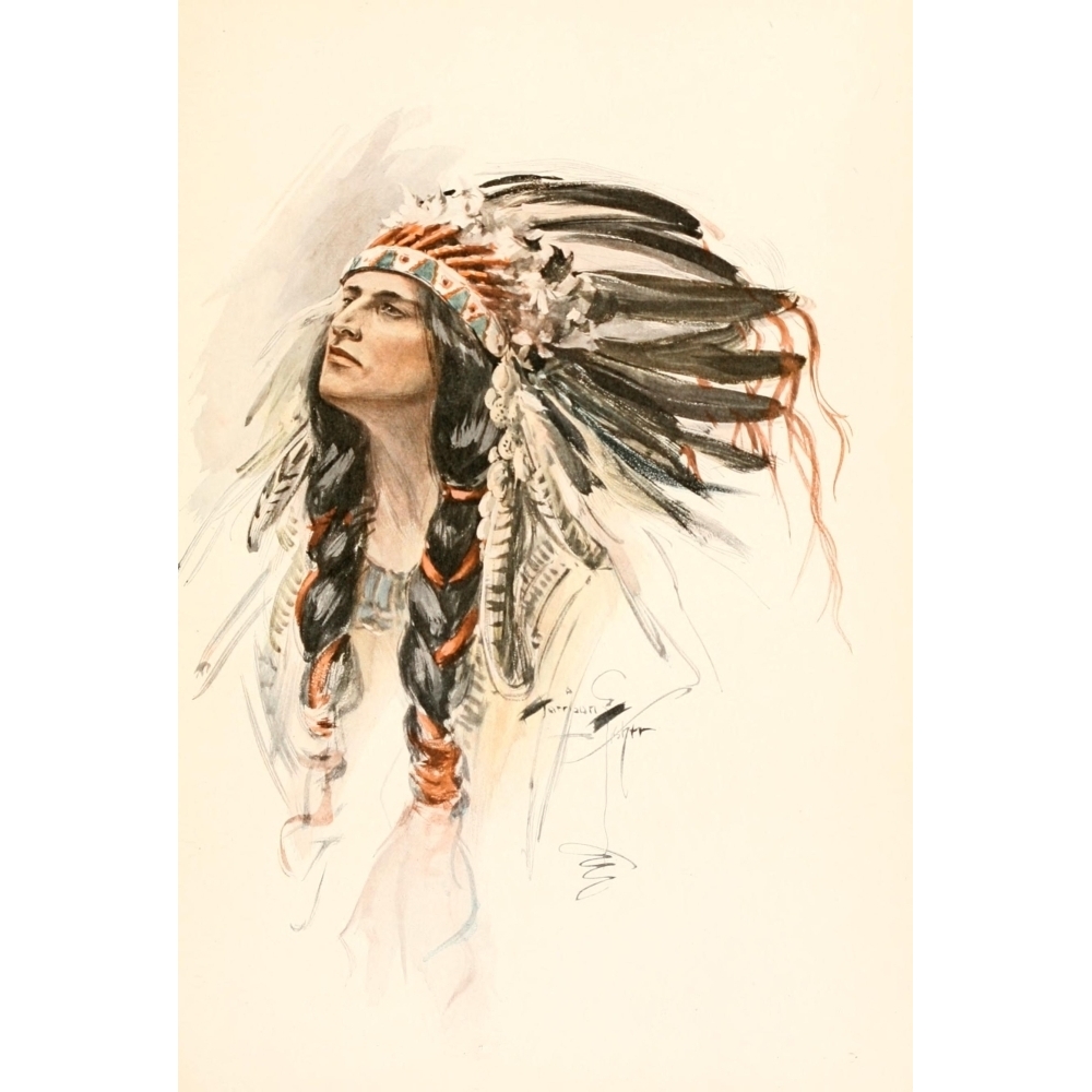 The Song of Hiawatha 1906 Red Indian with head-dress 2 Poster Print by ...