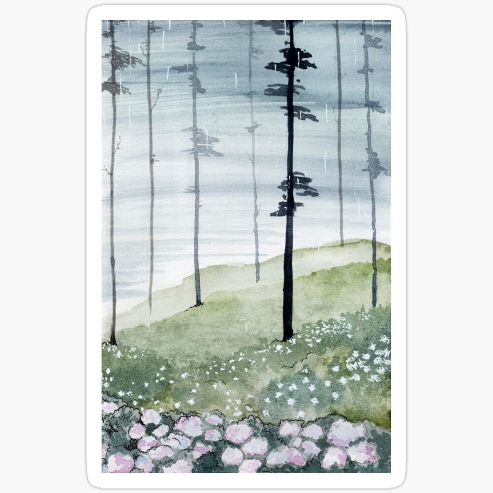 The Sound Of The Rain Watercolour Painting Sticker Phone Decal Water ...