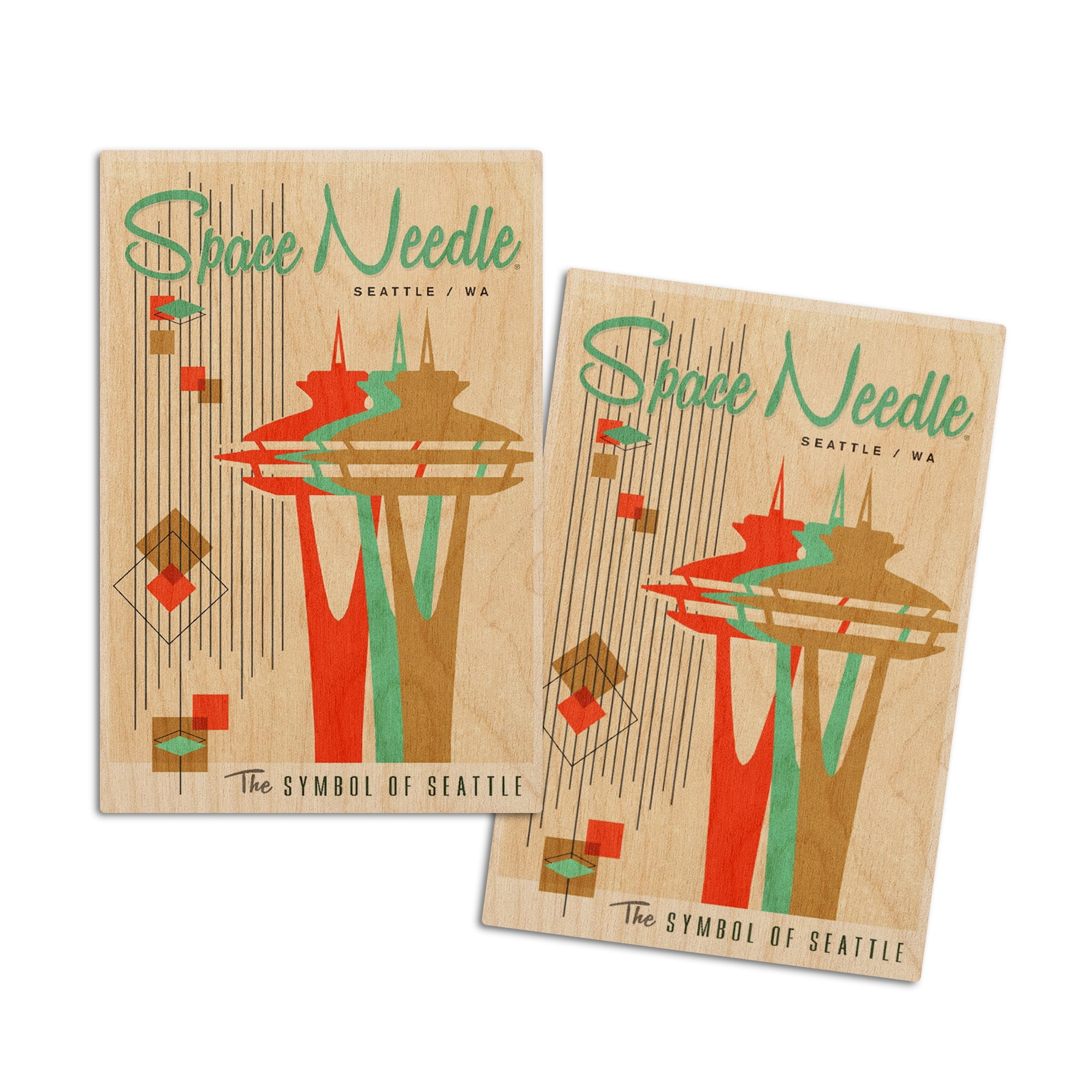 The Space Needle, Simple Block Color, Mid Century Modern Graphic Design ...