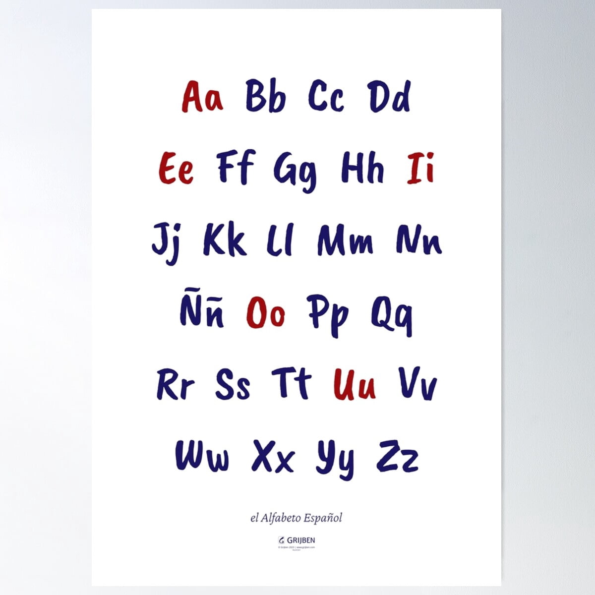 The Spanish Alphabet (El Alfabeto Español) Poster Wall Art, Modern Wall ...