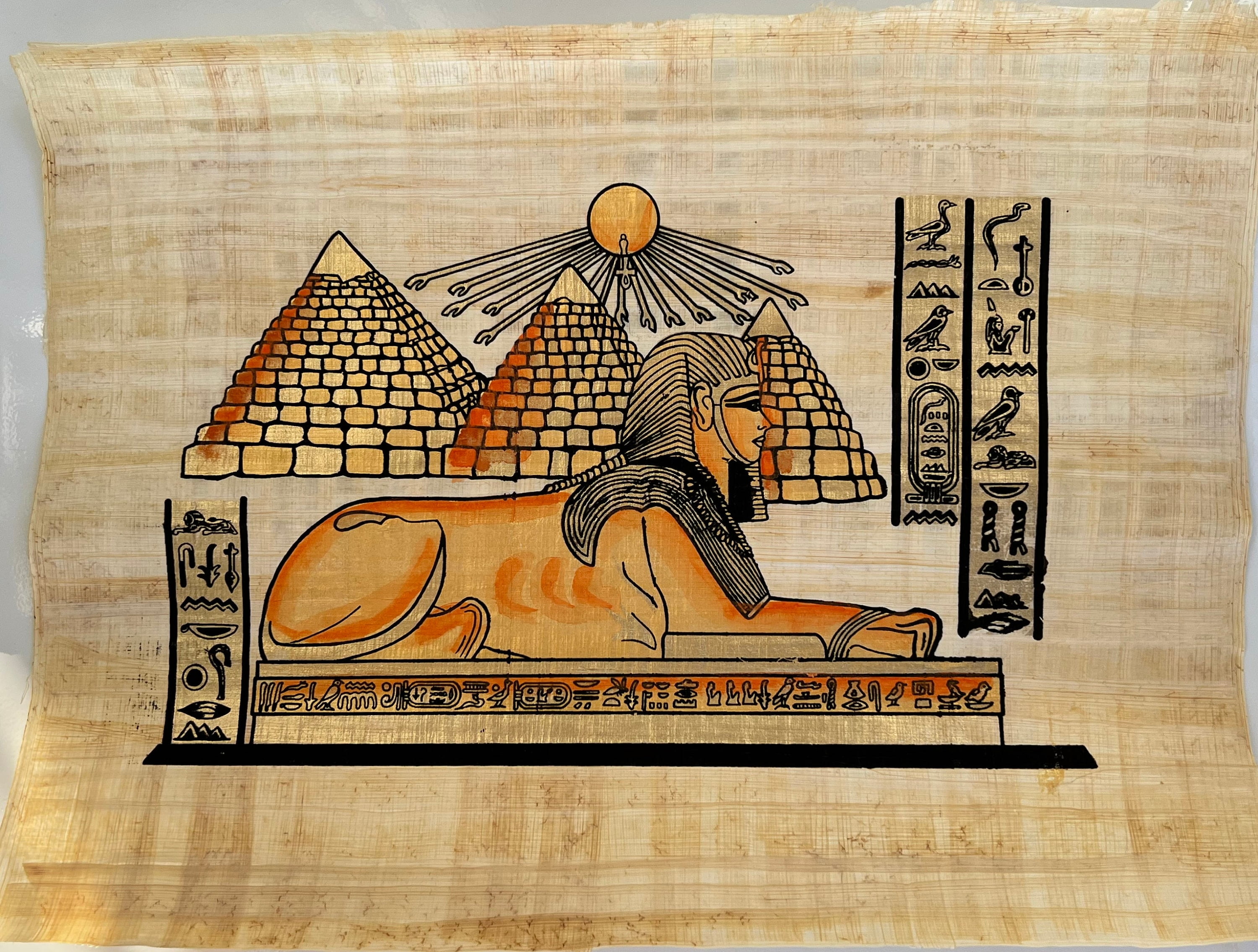 The Sphinx and The Three Pyramids from Egyptian Art Caravan Papyrus ...