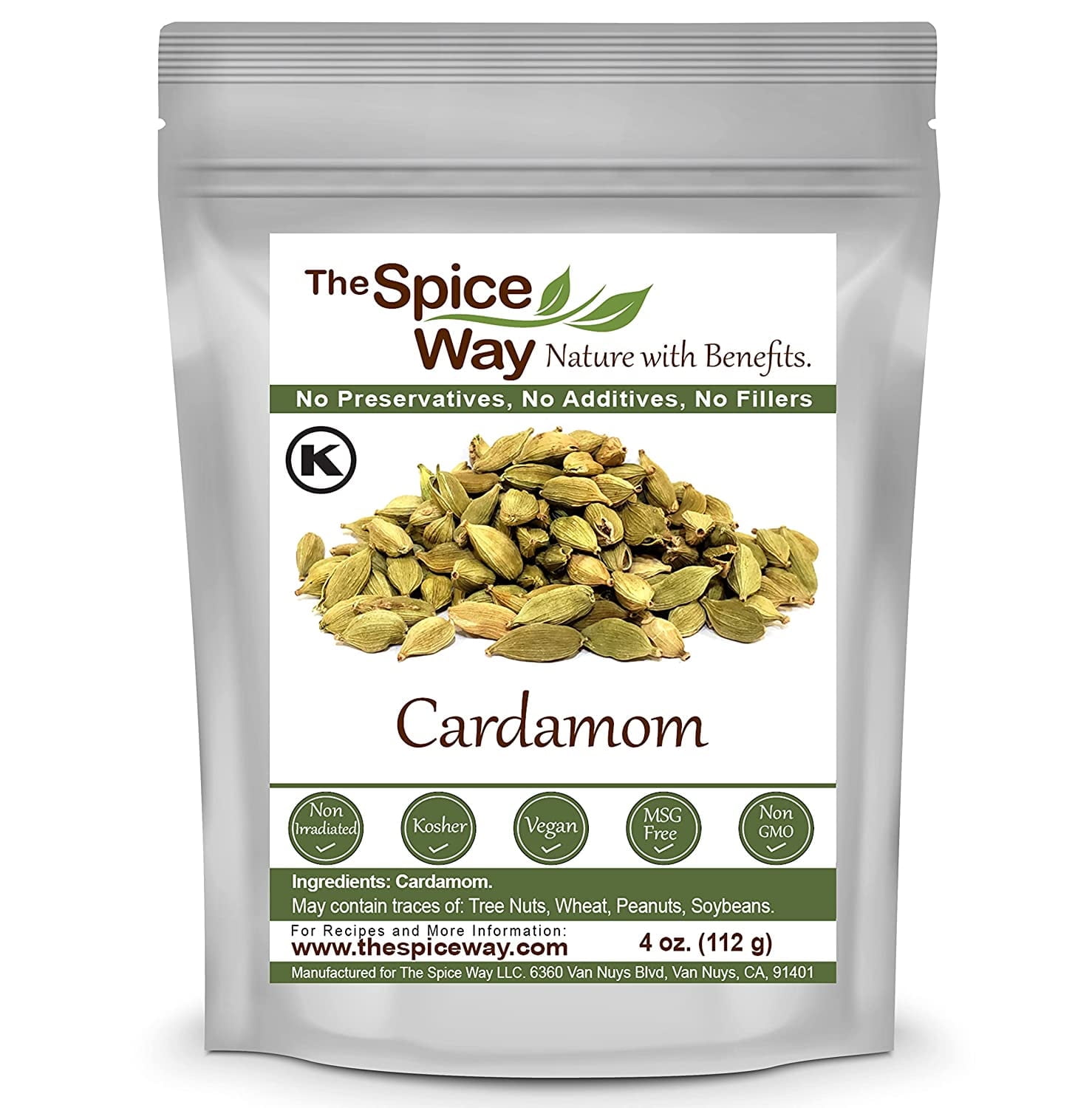 The Spice Way Cardamom Pods- ( 4 oz ) Whole Green Cardamom Pod Kosher ...