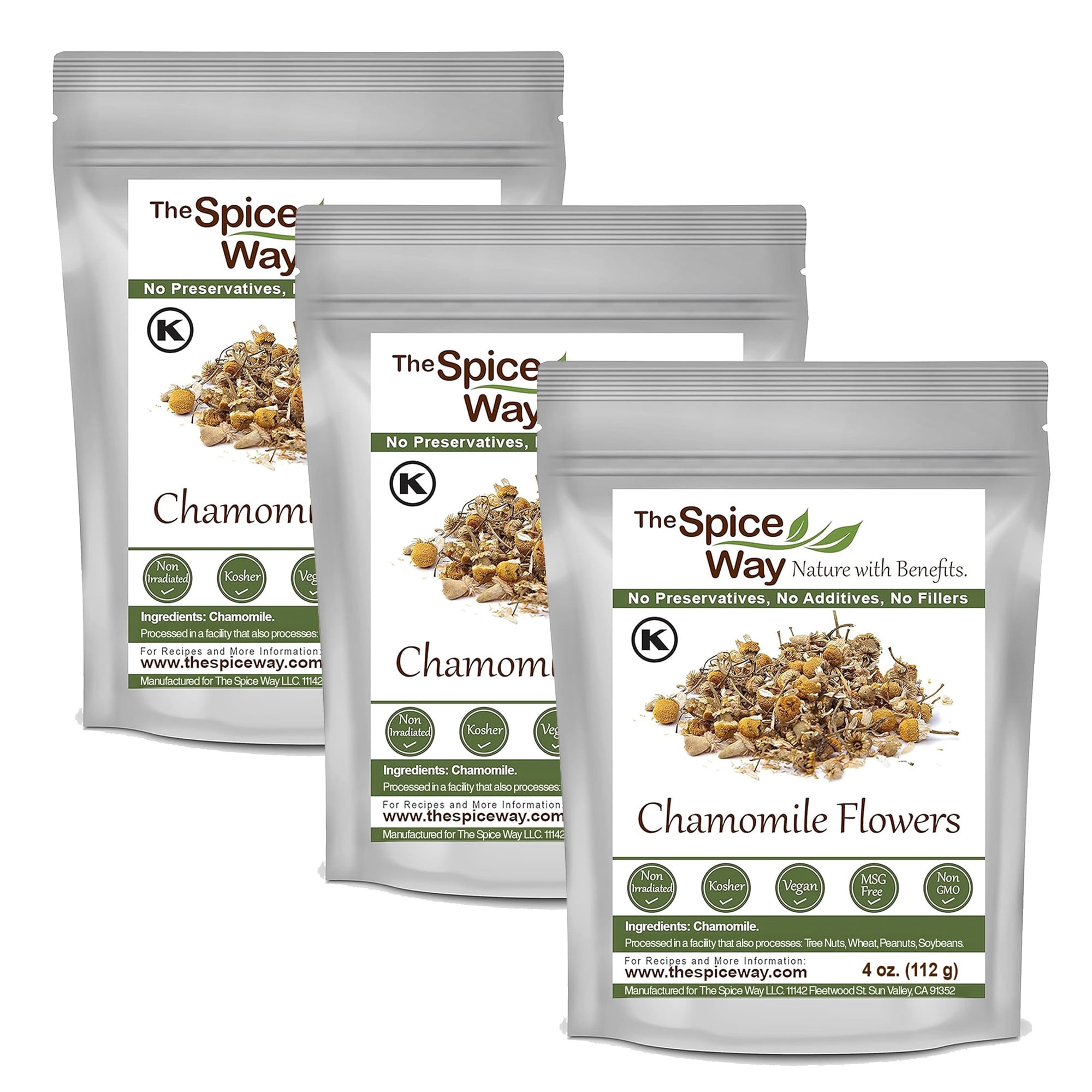 The Spice Way Chamomile Flowers - 100% All Natural - Resealable Pouch ...