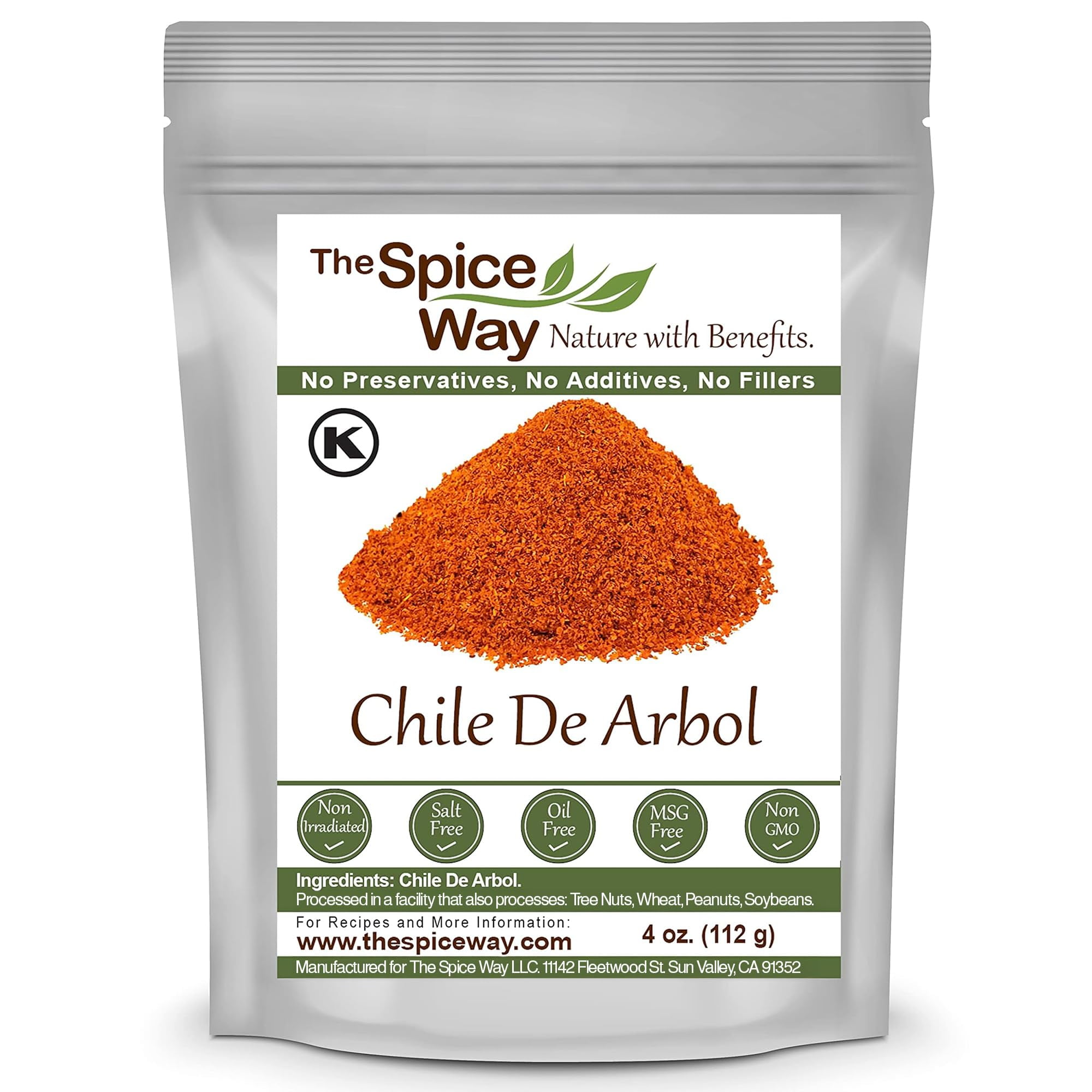 The Spice Way Chile BCF26 De Arbol - Powder (4 oz) made from pure dried ...
