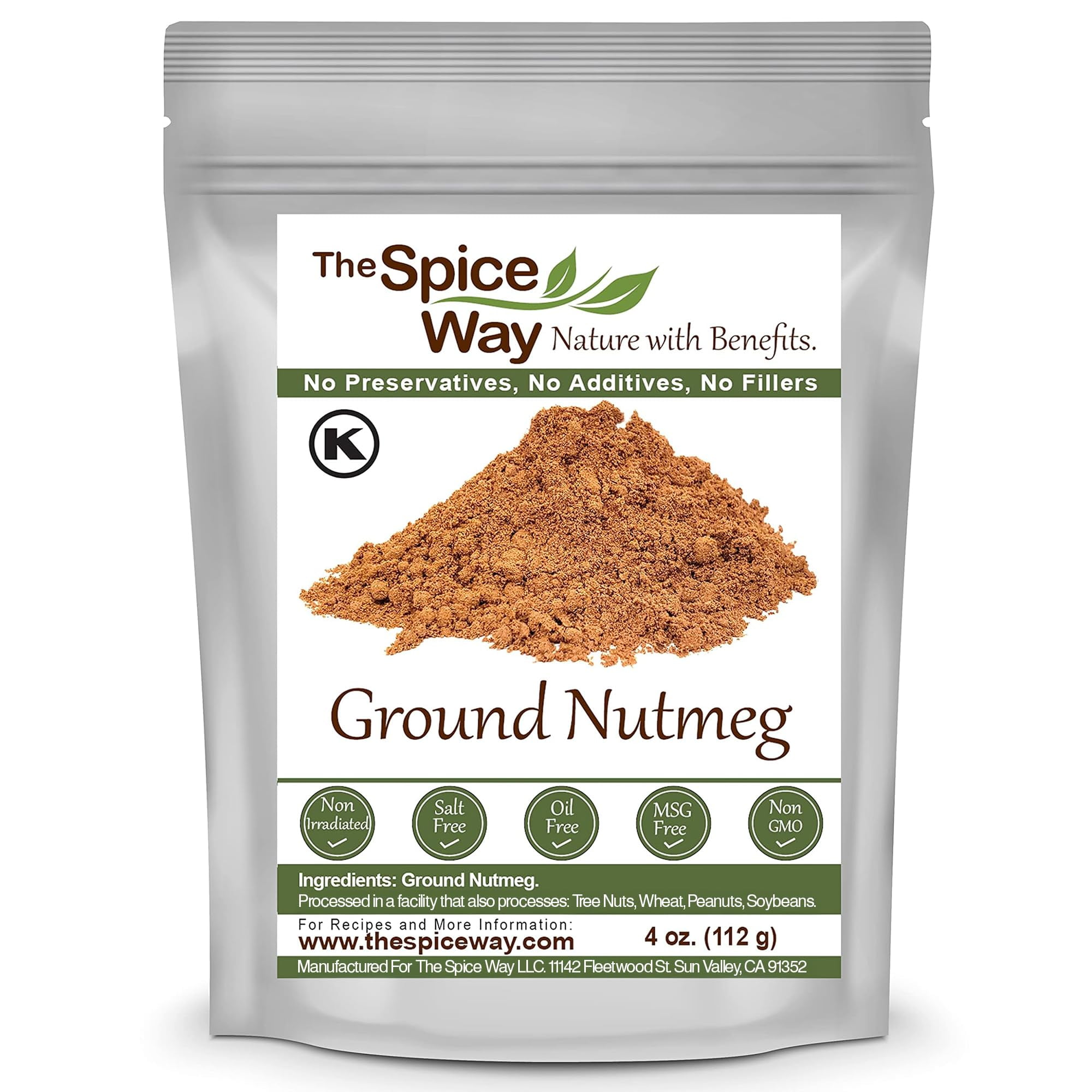 The Spice Way Ground VTF5 Nutmeg - premium powder - 4 oz resealable bag ...