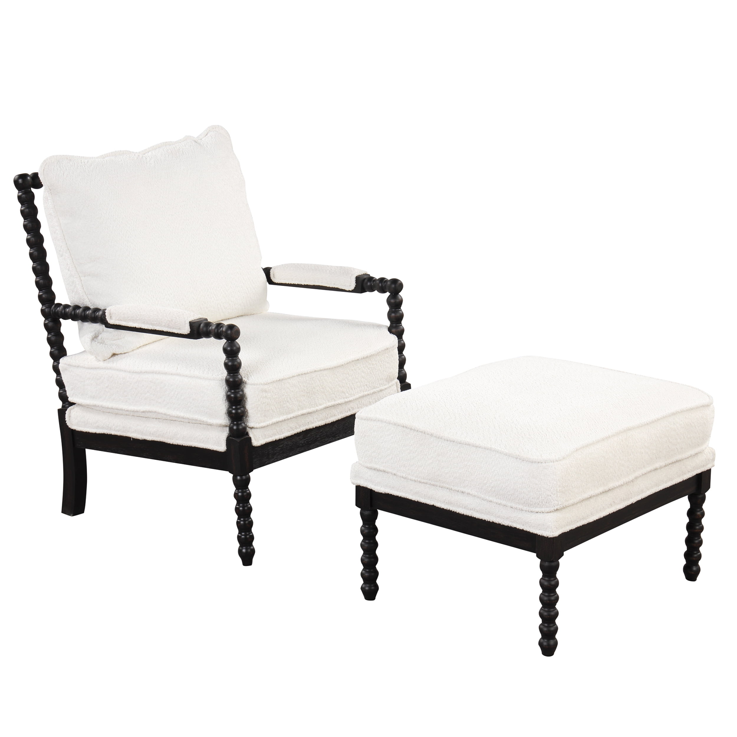 The Spindal Chair Velvet Accent Chair with Ottoman, Modern Lounge ...