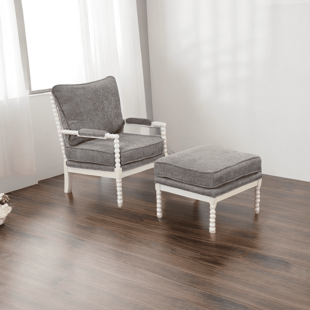 The Spindle Chair Velvet Accent Chair with Ottoman, Modern Lounge ...