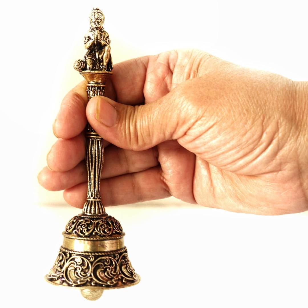 The Spiritual Living Pure Brass Hand Bell for Pooja 55 Inch Hanuman ...