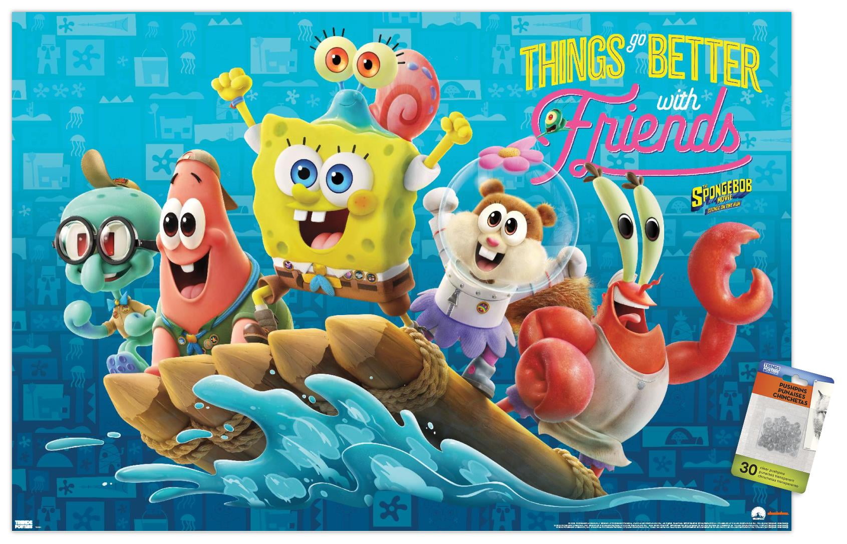 The SpongeBob Movie: Sponge On The Run - Friends Wall Poster with Push ...
