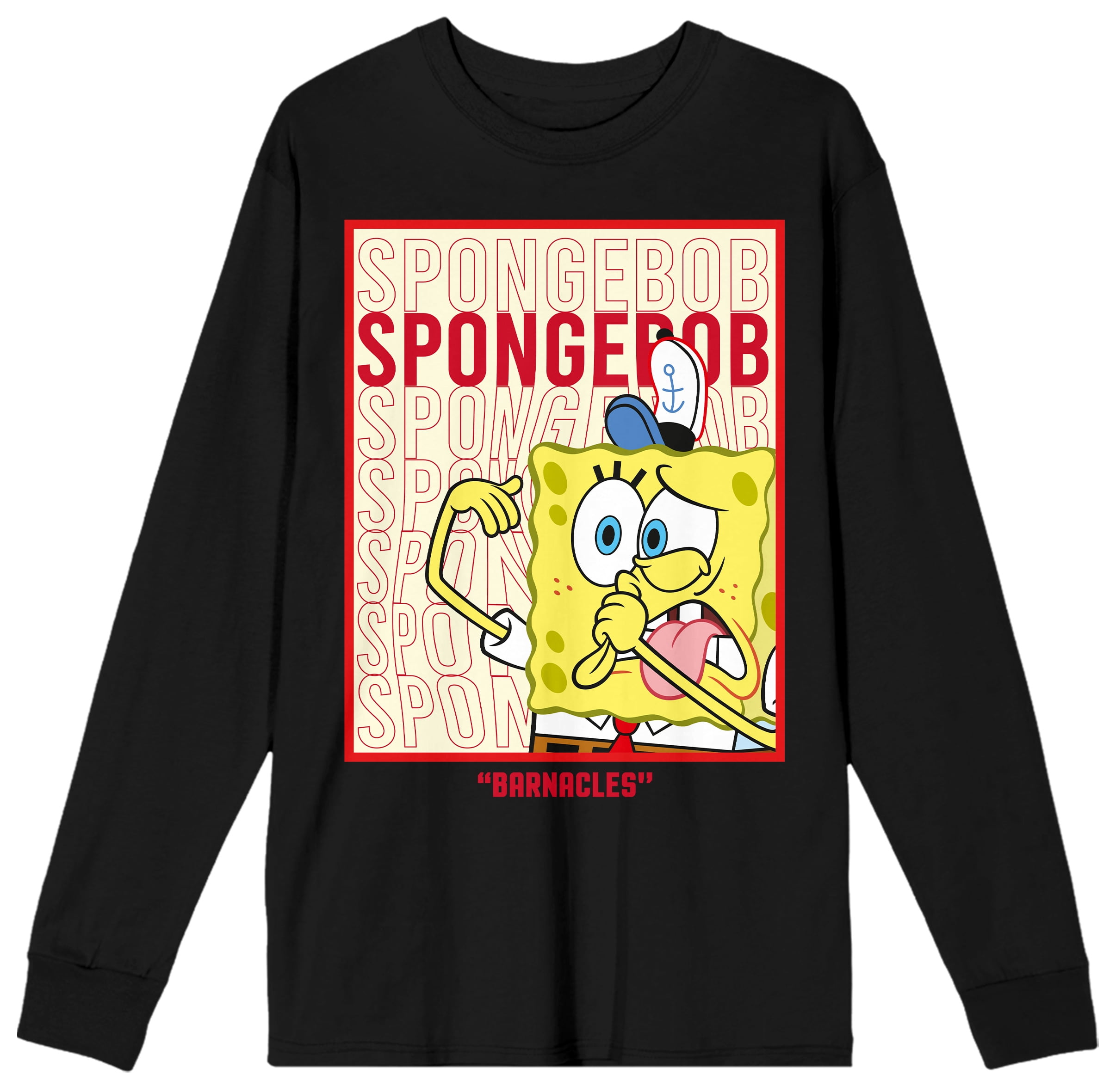 The SpongeBob SquarePants Barnacles Black Mens Long Sleeve Tee-XS ...